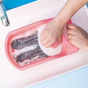 Mini Hand Washboard for Laundry Hand Washing Clothes Underwear Sock Washing Board Plastic Non-Slip Laundry Board Wash Basin for Home Travel (Pink)