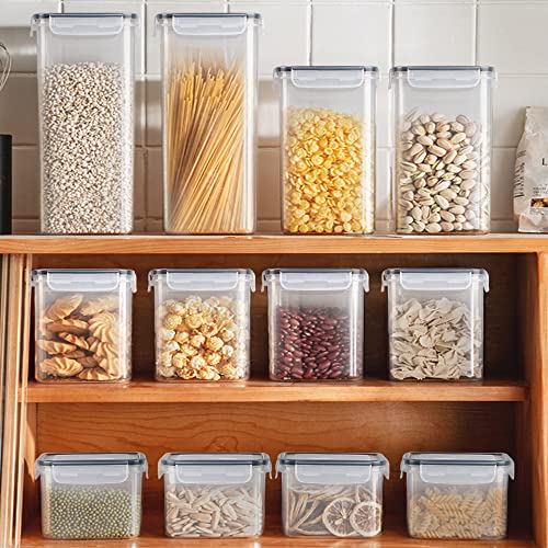 58PCS Airtight Food Storage Containers Set, Kitchen & Pantry Organization Containers for Dry Food, Flour & Sugar, BPA Free Plastic Cereal Container with Easy Lock Lids, Labels, Marker & Spoon Set