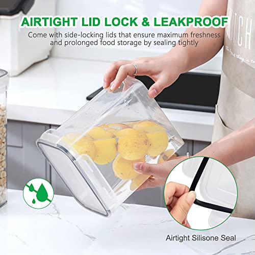 58PCS Airtight Food Storage Containers Set, Kitchen & Pantry Organization Containers for Dry Food, Flour & Sugar, BPA Free Plastic Cereal Container with Easy Lock Lids, Labels, Marker & Spoon Set