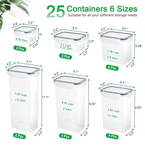 58PCS Airtight Food Storage Containers Set, Kitchen & Pantry Organization Containers for Dry Food, Flour & Sugar, BPA Free Plastic Cereal Container with Easy Lock Lids, Labels, Marker & Spoon Set