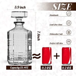 Whiskey Decanter with Sealed Irregular Stopper,Novel Lead-Free Crystal Glass Bottle, Gift for Friends,Glass Decanter for Vodka,Wine, Juice and Water (Square Lattice)