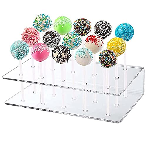 HiYZ Lollipop Holder Stand Acrylic Cake Pop Display, 15 Hole Clear Cake Pop Stand Display Lollipop Stand Holder Display for Weddings Baby Showers Birthday Party Halloween Christmas Candy Decorative