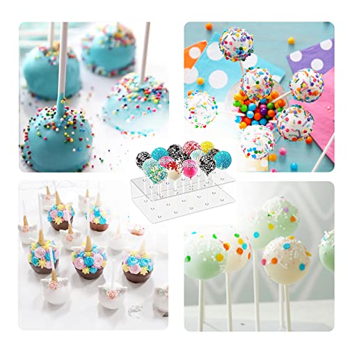 HiYZ Lollipop Holder Stand Acrylic Cake Pop Display, 15 Hole Clear Cake Pop Stand Display Lollipop Stand Holder Display for Weddings Baby Showers Birthday Party Halloween Christmas Candy Decorative