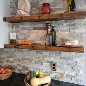 Joel's Antiques | 60 Inch Floating Shelves for Wall | Made of Natural Wood and Easy Install | Heavy Duty Rustic Book Shelves | Perfect for Bathroom, Kitchen, Living Room | Medium Brown 60x9x2 Inches