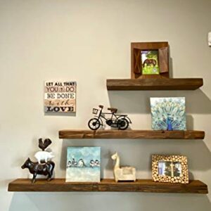 Joel's Antiques | 60 Inch Floating Shelves for Wall | Made of Natural Wood and Easy Install | Heavy Duty Rustic Book Shelves | Perfect for Bathroom, Kitchen, Living Room | Medium Brown 60x9x2 Inches