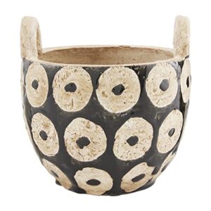 mud pie terracota glaze pot, open dot, 5.5" x 6.1" dia