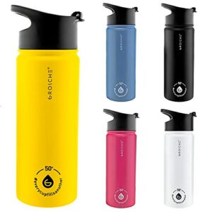 GROSCHE Chicago Stainless Steel Tea Infuser Flask | Beverage Bottle | Hot & Cold Drinks | Loose Leaf Tea Infuser | Travel Convenience Water Bottle | 22 fl oz, Yellow