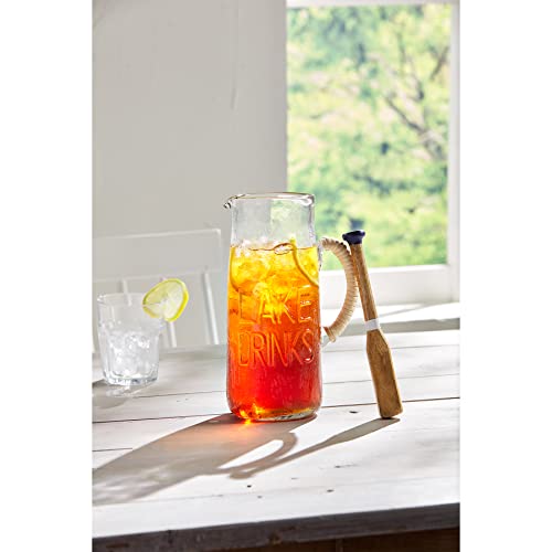 Mud Pie Drinks Glass Pitcher, Lake, pitcher 9.25" x 7" | oar 8"