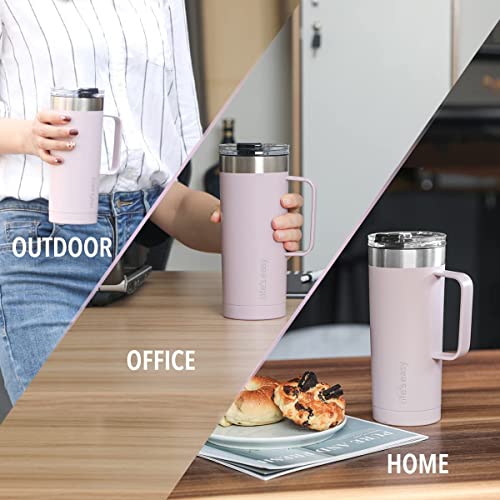 Life's Easy 20oz Insulated Travel Coffee Mug Stainless Steel Vacuum Tumbler Cup with Flip Lid, Spill Proof Double Wall Thermos for- Keep Hot & Cold Drinks, Gifts for Men & Women | Lavender