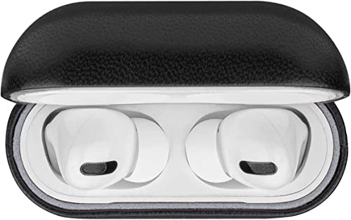 AirPods Pro Genuine Leather Case, Lopie Handmade Series AirPods Pro Cover Protective Skin, Portable Shockproof Shell Dust/Dirt Proof Case for Air Pods Pro (Not for AirPods Pro 2nd Gen) - Black