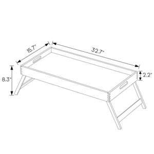 MoNiBloom Bed Tray Table Folding Legs with Handles, Bamboo Foldable Eating Breakfast Snack Food on Sofa Desk Serving Tray, Portable Lap Tray, Large, Natural