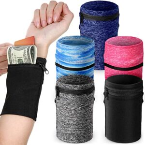 5 pieces wrist wallet running wallet wristband wrist wallets for women men wrist pouch zipper wrist wallet for running walking hiking jogging travel