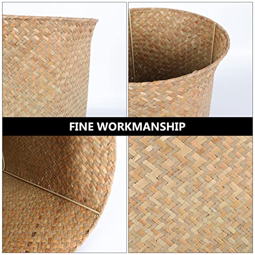 NUOBESTY Laundry Baskets Small Woven Basket Trash can Wastebasket Square Garbage Container bin for bathrooms Kitchen Home Offices Craft Laundry Utility Rooms garages Natural Waste Paper Basket