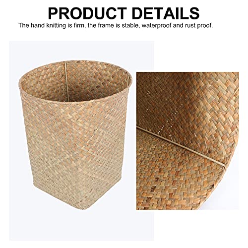 NUOBESTY Laundry Baskets Small Woven Basket Trash can Wastebasket Square Garbage Container bin for bathrooms Kitchen Home Offices Craft Laundry Utility Rooms garages Natural Waste Paper Basket