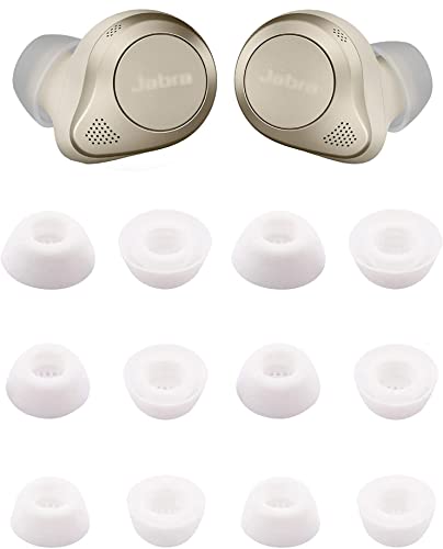 Rqker Ear Tips Compatible with Jabra Elite 85t Headphone, 6 Pairs S/M/L Size Replacement Ear Tips Earbud Covers Eartips Compatible with Jabra Elite 85t, S/M/L (White)