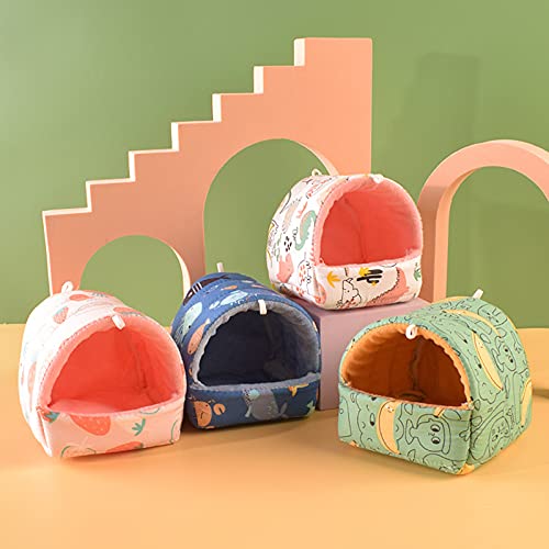 Hamster Nest Warm Cotton Nest Comfortable Large Hideout - Washable Guinea Pig Cage Accessories for Guinea Pigs, Chinchillas, Hamsters, Hedgehogs Small Animal Bed Cage Accessories Rose Red Strawberry