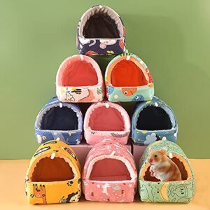 Hamster Nest Warm Cotton Nest Comfortable Large Hideout - Washable Guinea Pig Cage Accessories for Guinea Pigs, Chinchillas, Hamsters, Hedgehogs Small Animal Bed Cage Accessories Rose Red Strawberry