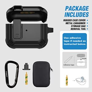 Valkit for Airpods 3rd Generation Case Cover with Lock, Military Armor Cool AirPods 3 Case with Keychain for Men Women Hard Shell Shockproof Air Pod 3 Case for AirPod 3rd Gen Case 2021, Black