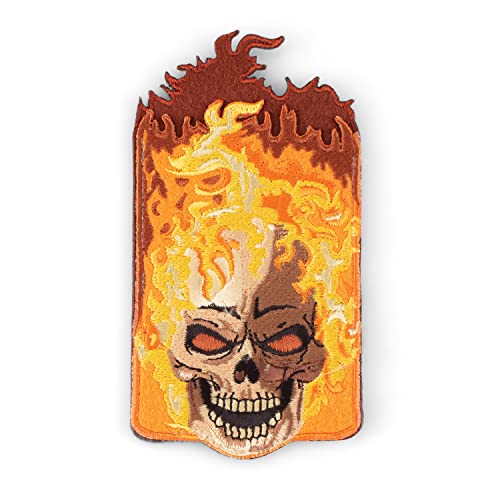 Funx Accessories Fire Skull Stick-On Phone Wallet - Self Adhesive Smartphone Wallet to Store Cards/Cash - Fun Adhesive Phone Card Holder - Compatible with Any Flat Devices with Width of 2.5’’