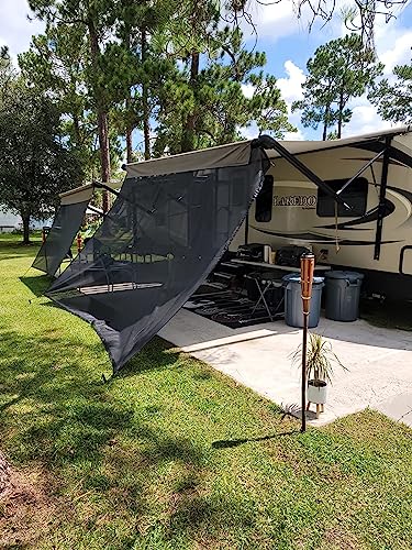 Gopper RV Awning Shade Screen with Zipper 9'x17'3", RV Awning Fabric Replacement Complete Kits for Trailer Camper, RV Awning 230GSM 8.2oz, 600D Durable Mesh Blocks 88% Sunlight, Improves Shade&Privacy