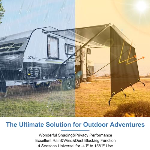 Gopper RV Awning Shade Screen with Zipper 9'x17'3", RV Awning Fabric Replacement Complete Kits for Trailer Camper, RV Awning 230GSM 8.2oz, 600D Durable Mesh Blocks 88% Sunlight, Improves Shade&Privacy