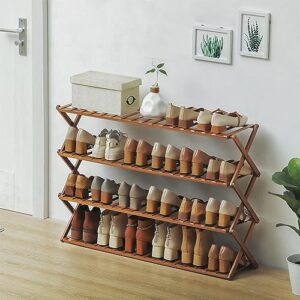 suwuyue bamboo shoe rack 4 tier multifunctional free standing shoe shelf foldable shoe rack entryway storage organizer for hallway bathroom living room bedroom, balcony