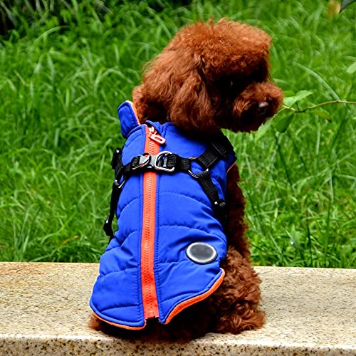 HOMU Dog Warm Vest Jacket Harness Pet Winter Clothes Jacket Coat Puppy 2 in 1 Outfit Cold Weather Coat Waterproof Dog Cotton Padded Clothes Apparel Dog Sweater Vest for Small Dogs and Medium Dogs