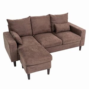 Panana Convertible Sectional Sofa L-Shaped Couch for Small Space, Brown (Brown)