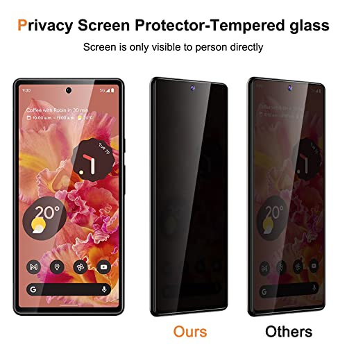 [2+2] Pack Privacy Screen Protector Compatible for Google Pixel 6 5G with Camera Lens Protector, [Not Support Fingerprint Unlock] 9H Hardness Tempered Glass, Bubble Free, Scratch Resistant