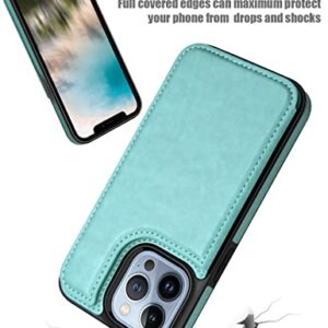 MMHUO for iPhone 13 Pro Case Wallet Magnetic Back Flip Case for iPhone 13 Pro Case for Women Girls with Card Holder Protective Case Phone Case for iPhone 13 Pro 6.1 Inches (2021),Mint