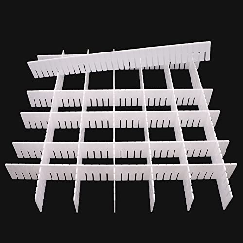 DUTWROY 12Pcs Adjustable Drawer Dividers 0.1Inch Thickness DIY Grid Dividers 40x5cm Plastic Organizer Separator for Socks Underwear Makeup Cosmetic Clothes