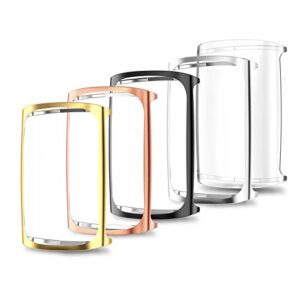 simpeak 5-pack soft screen protector bumper case compatible with fitbit charge 6 charge 5 smartwatch, full protection, rose pink/clear/silver/black/rose gold