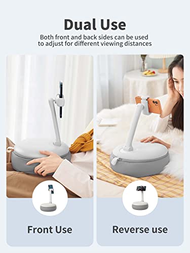 SAIJI Cell Phone Pillow Holder for Bed, Adjustable Angle Height Phone Pillow Stand for Watching Video On Bed/Sofa/Lap, Fit for 4.7"-7.0" Cell Phones(Grey)