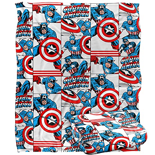 Marvel Captain America Blanket, 50"x60", Captain America Tiles, Silky Touch Super Soft Throw Blanket