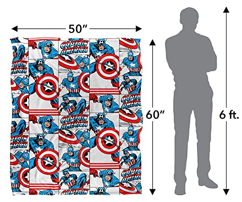 Marvel Captain America Blanket, 50"x60", Captain America Tiles, Silky Touch Super Soft Throw Blanket