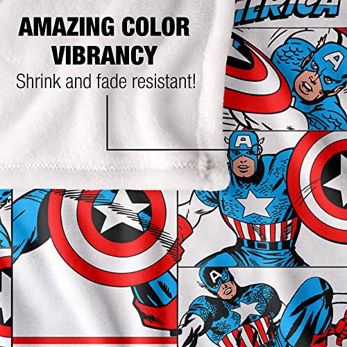 Marvel Captain America Blanket, 50"x60", Captain America Tiles, Silky Touch Super Soft Throw Blanket