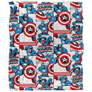 Marvel Captain America Blanket, 50"x60", Captain America Tiles, Silky Touch Super Soft Throw Blanket