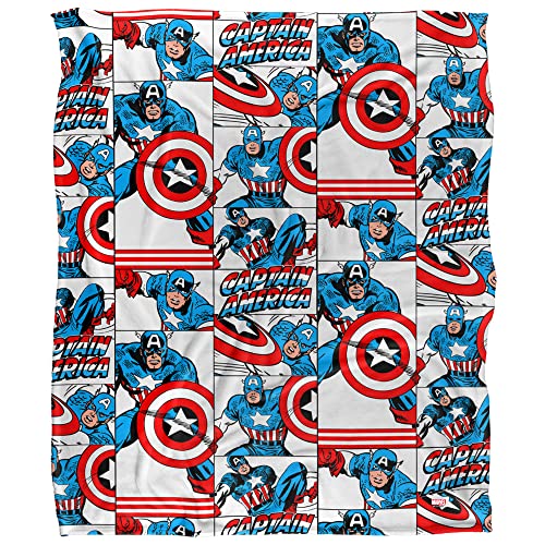 Marvel Captain America Blanket, 50"x60", Captain America Tiles, Silky Touch Super Soft Throw Blanket