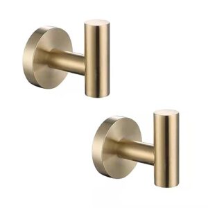 zwtnbfst bath towel hook wall-mounted sus 304 stainless steel coat hook for bathroom kitchen livingroom garage hotel brushed finish 2 pcs (brushed gold)