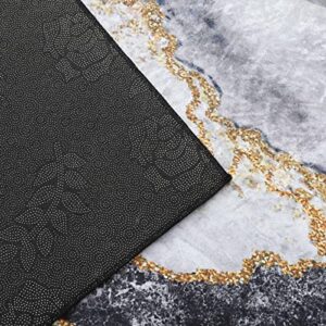 SUIHONG S.H Luxury Area Rug for Living Room Gold Glitter Marble Center Rug Black Grey Modern Bedroom Carpet63'x78'7