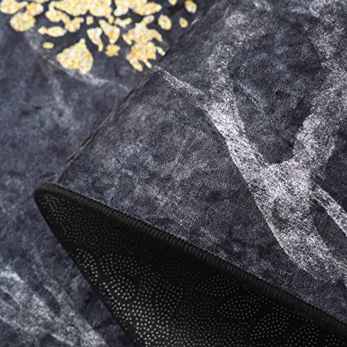 SUIHONG S.H Luxury Area Rug for Living Room Gold Glitter Marble Center Rug Black Grey Modern Bedroom Carpet63'x78'7