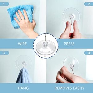 Yuroochii 20 Pack Suction Cup Hooks,2-1/2 Inches Clear PVC Suction Cups with Metal Hooks Removable Waterproof Strong Powerful Suction Cups for Kitchen Bathroom Shower Wall Window Glass Door