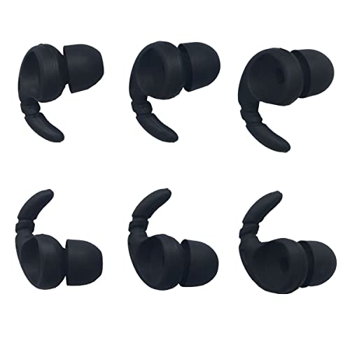 Sports Earbuds Tips Replacement Ear Fins Wingtips Noise Isolation Replacement Eartips Adapters for in Ear Earphones 4mm to 6mm Nozzle Attachment 3 Pairs Left & Right, Balck