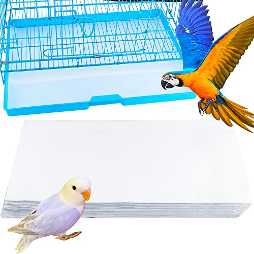 DQITJ 100 Pcs Large Size Bird Cage Liner Papers, Non-Woven Bird Cage Liners, Precut Absorbent Pet Cages Cushion (22.8 inch x 10.6 inch)