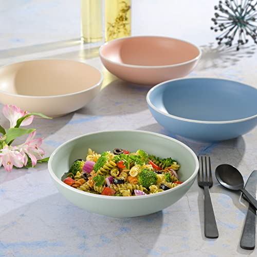 Spice by Tia Mowry Creamy Tahini Stoneware Pasta Bowl Set, Assorted, 4-Piece