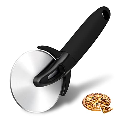 KUFUNG Pizza Cutter Wheel, Super Sharp Pizza Slicer with Non Slip Handle for Pizza, Pies, Waffles and Dough Cookies, Easy to Use and Clean (Black)