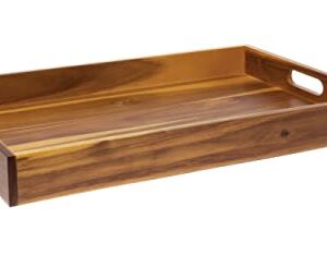 Lipper International 1295 Acacia Large Serving Tray with Cut-Out Handles for Snacks and Meals, 20 1/2" x 13 3/4" x 2 1/4"