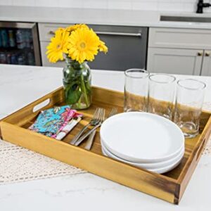 Lipper International 1295 Acacia Large Serving Tray with Cut-Out Handles for Snacks and Meals, 20 1/2" x 13 3/4" x 2 1/4"