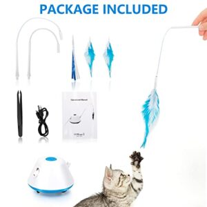 Frebento Cat Toy, Interactive Cat Toys for Indoor Cats Exercise, Automated Cat Light Toy with Light and Feathers, Self Rotating Auto Moving Kitten Toys, 3 Modes Electric Cat Toy, XHY