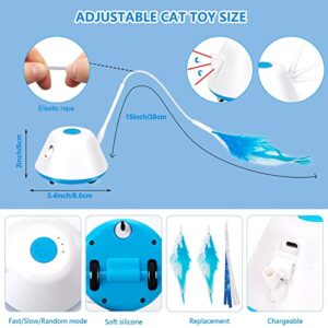 Frebento Cat Toy, Interactive Cat Toys for Indoor Cats Exercise, Automated Cat Light Toy with Light and Feathers, Self Rotating Auto Moving Kitten Toys, 3 Modes Electric Cat Toy, XHY